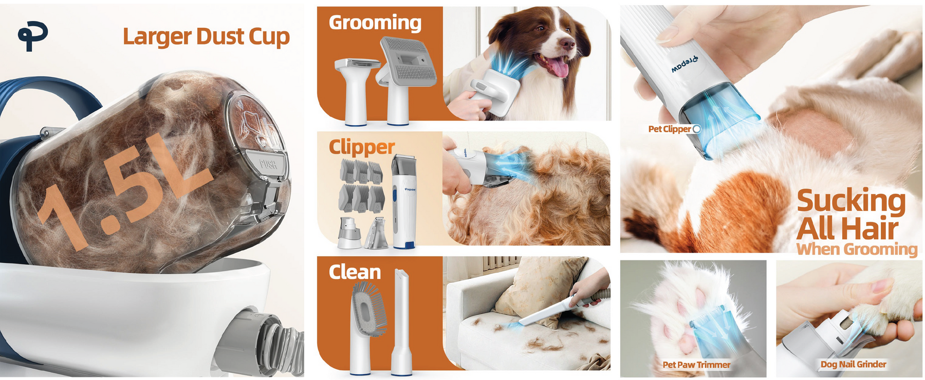 Prepaw - Smart & Multifunctional Pet Grooming Kit w/ Trimmer